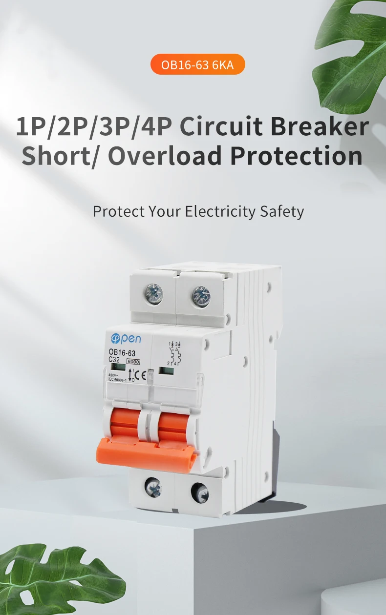 Open Electric MCB AC 220V 380V Mini Miniature Circuit Breaker 1P 2P 3P ...