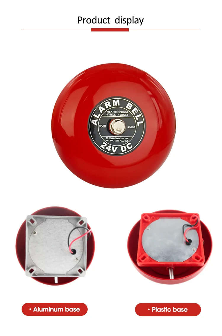 24V Fire Alarm Siren - 6 Inch Plastic Base Alarm Bell