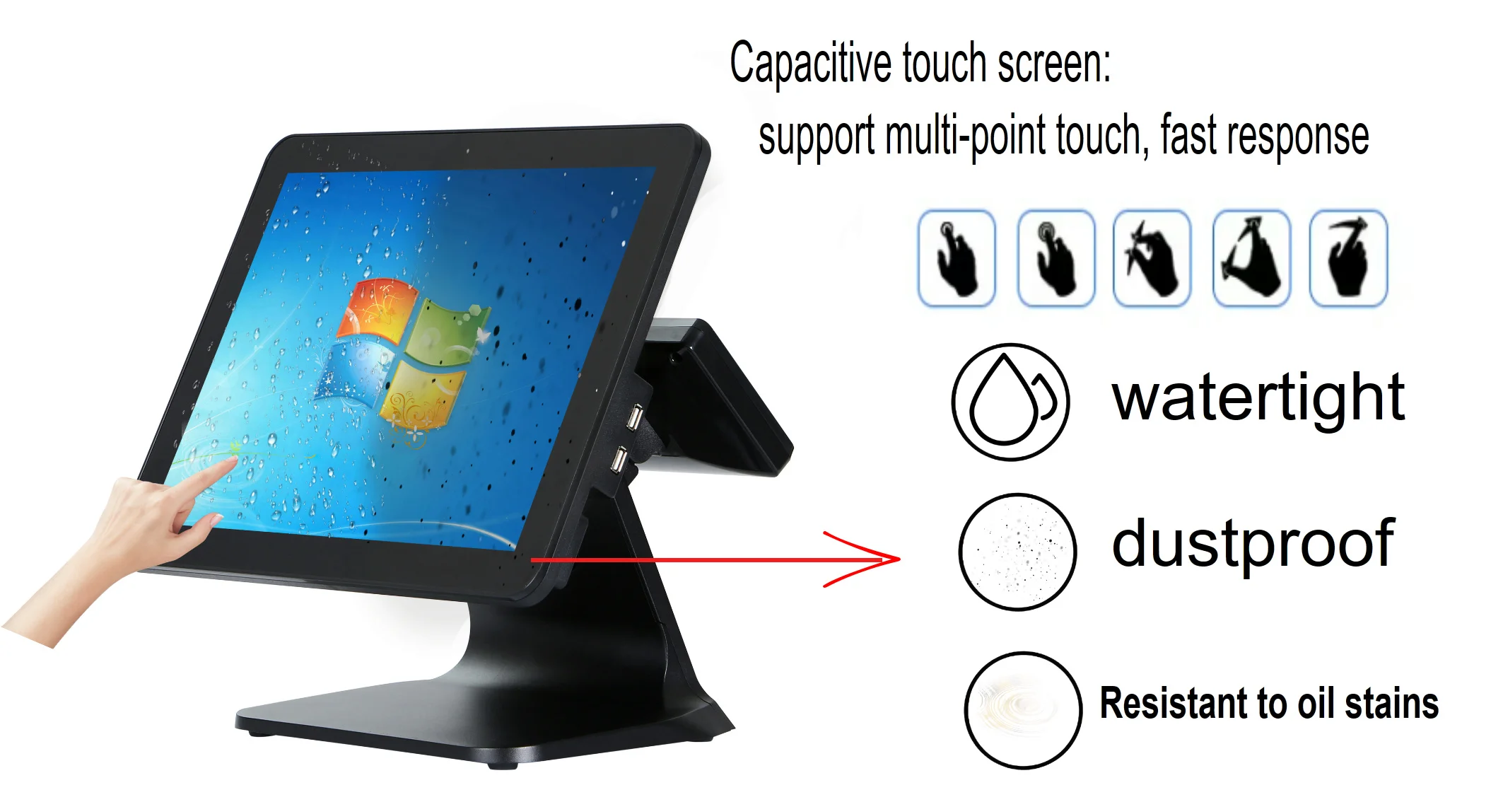 Windows 10 Capacitive Touch Screen+vfd Dual Screen All-in-one Pos Cash Register Retail Pos ...