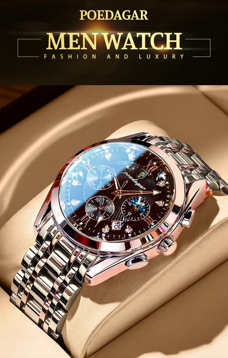 POEDAGAR 8208 Men's Watch - Luxury Sport Quartz Timepiece