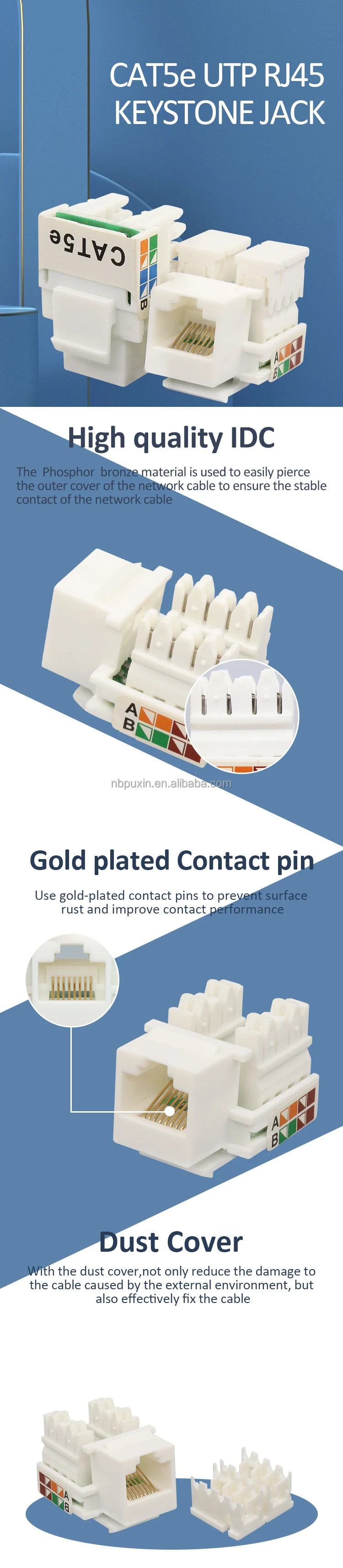 90degree Punch Down Cat5e Cat6 Keystone Jack Female Connectors Ethernet ...