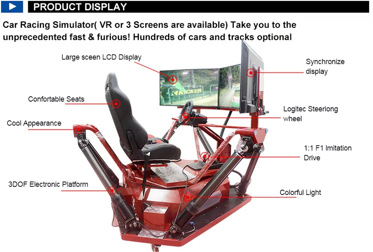 LeaderDream 3 Screen 6dof Motion 4D Car Gaming Chair Racing Motion ...