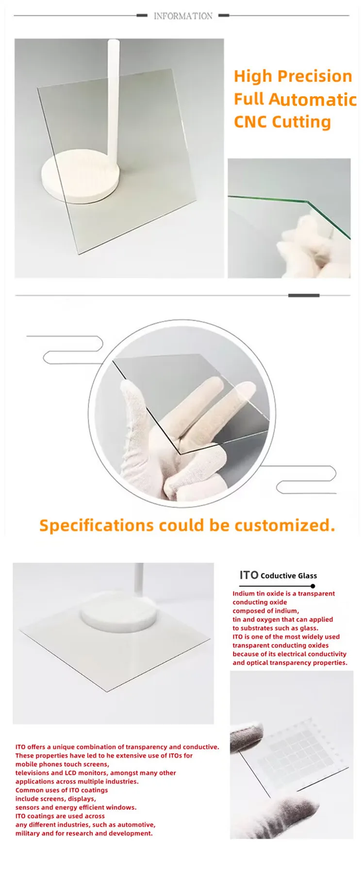 Customized ITO/FTO Coated Conductive Pattern Glass