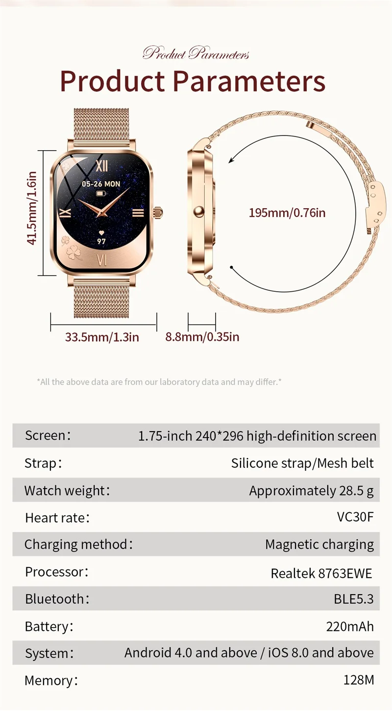 MK90 Lady's Smart Watch - Ultra-Thin Metal Case & Health Monitoring