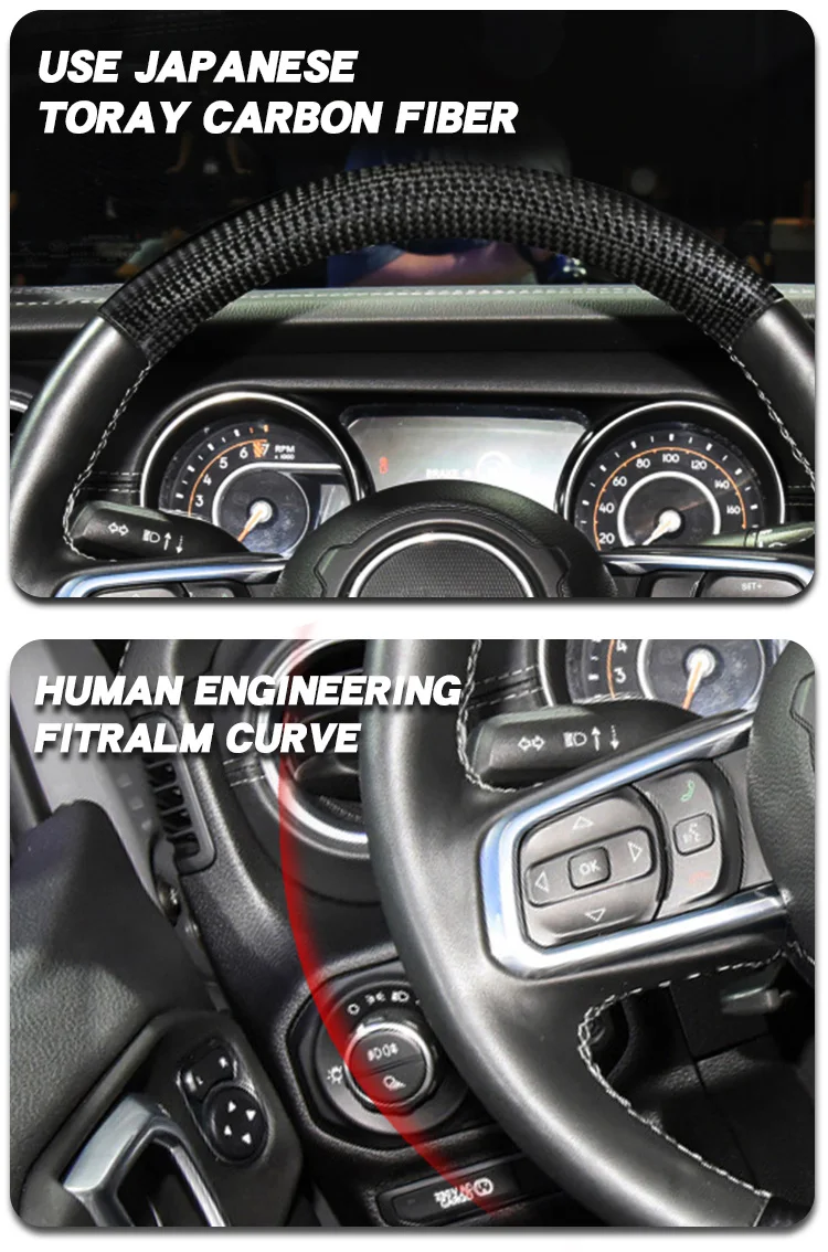 Carbon Fiber Steering Wheel For Jeep Grand Cherokee Srt Wrangler Jk Jl ...