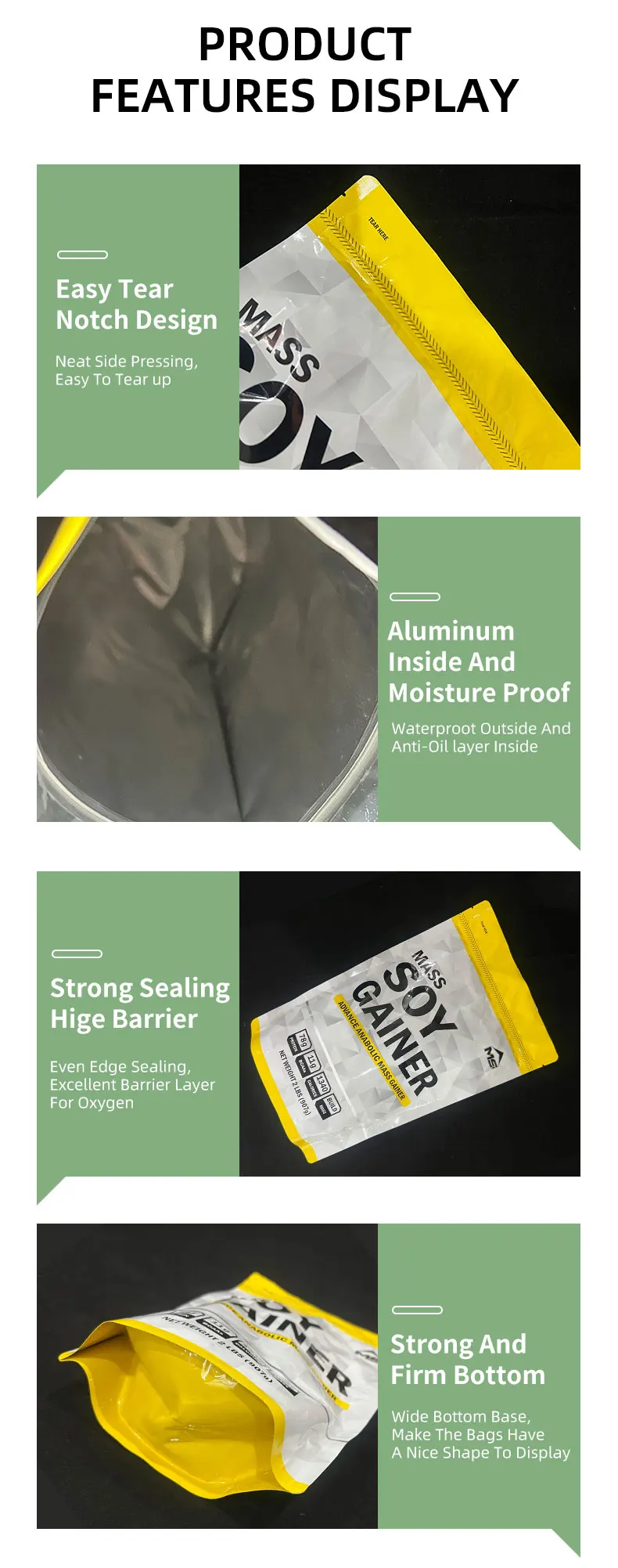 Egg White Protein Powder Sealable Bags Custom Print Whey Protein Powder ...