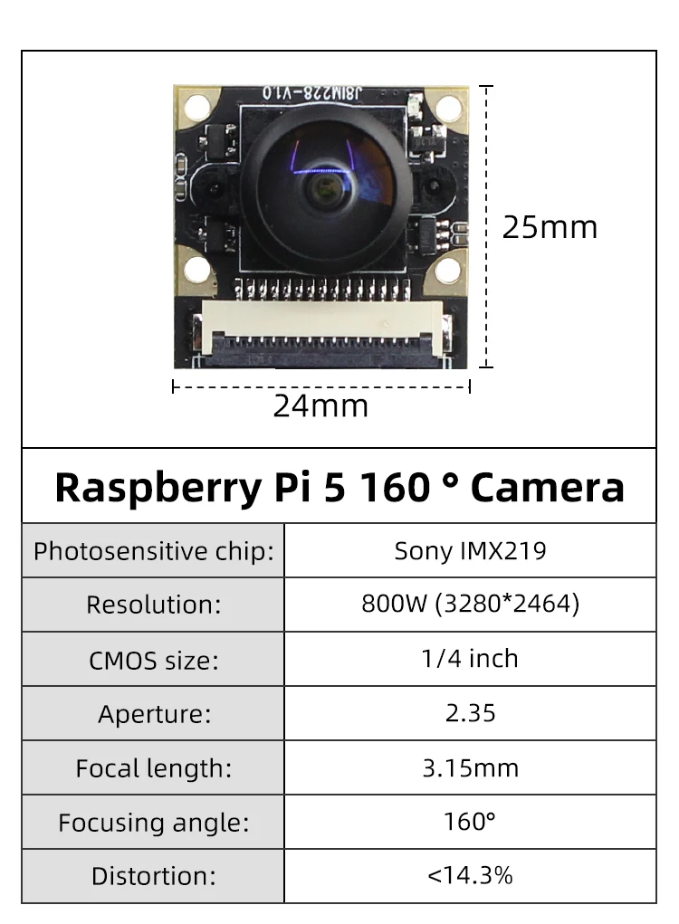 Raspberry Pi 5 Camera Module - 8 Megapixel IMX219 Sensor