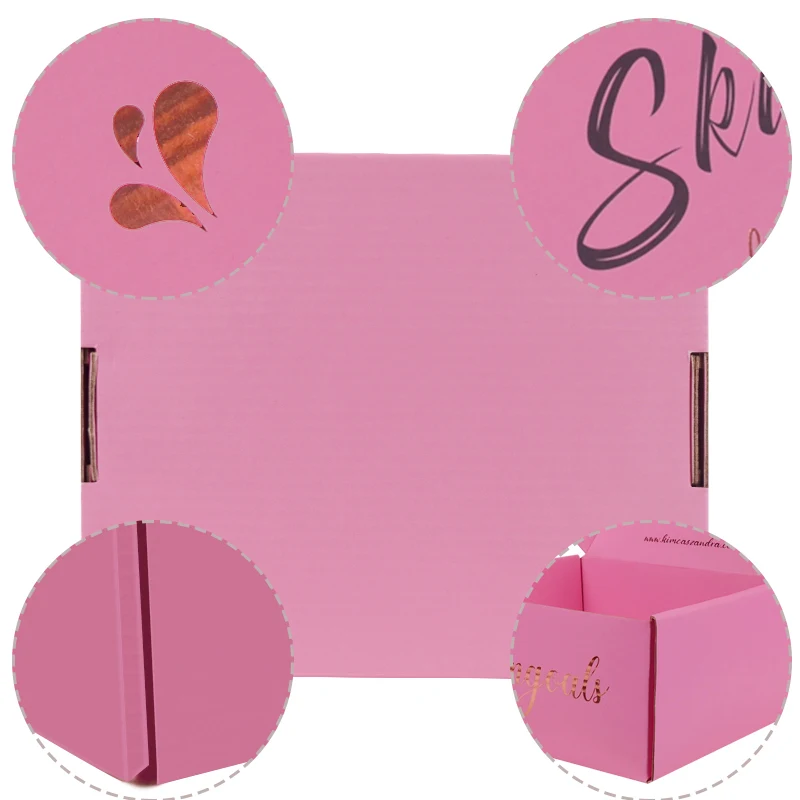 Wholesale Corrugated Pink Shipping Packaging Box with Private Label