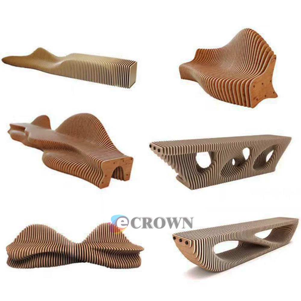 Solid Wood Public Arc Bench Park Curve Bench Design Mall Bench Unique ...