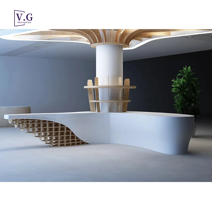 Corian Solid Surface Minimalist Reception Desk Custom Design Green Grey ...