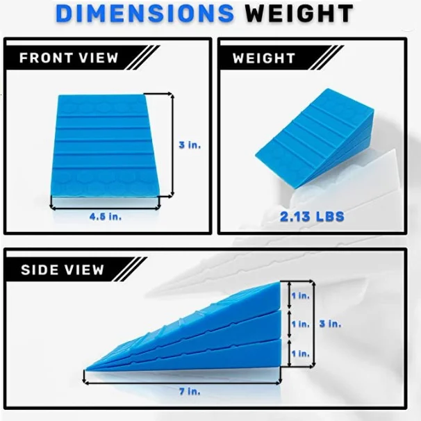 Heel Elevated Squat & Knee-strengthening Exercises Adjustable Wedge Blocks Pair Non-slip Squat ...