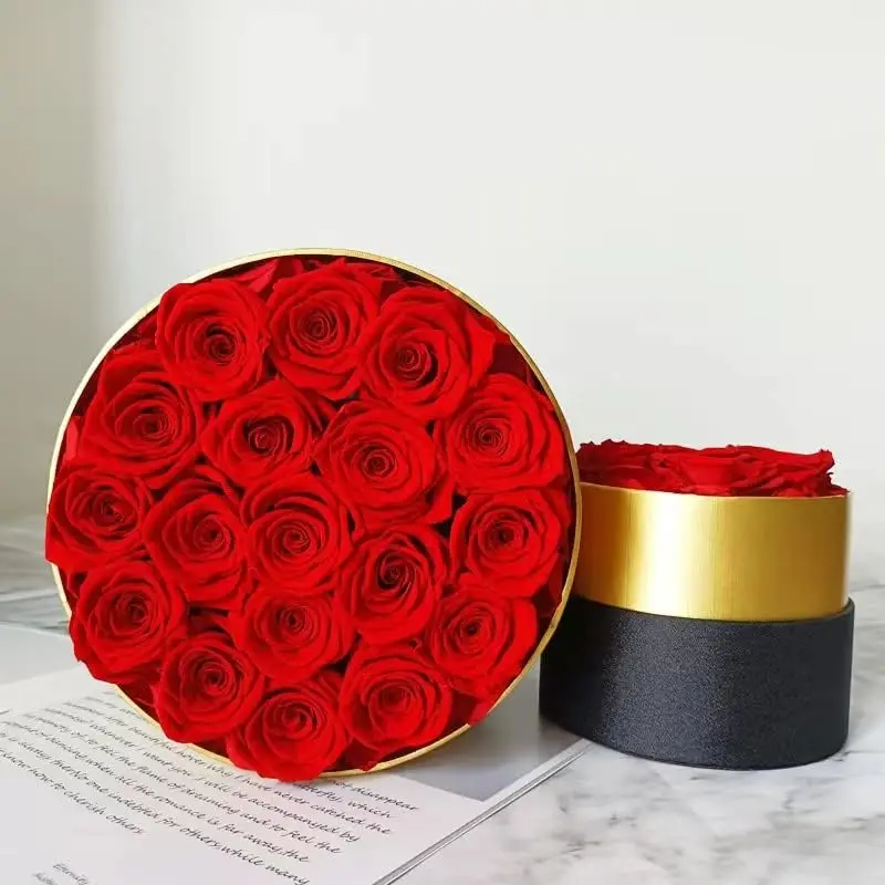 Eternal Rose Hug Bucket Seven Preserved Fresh Roses Surprise Mom ...