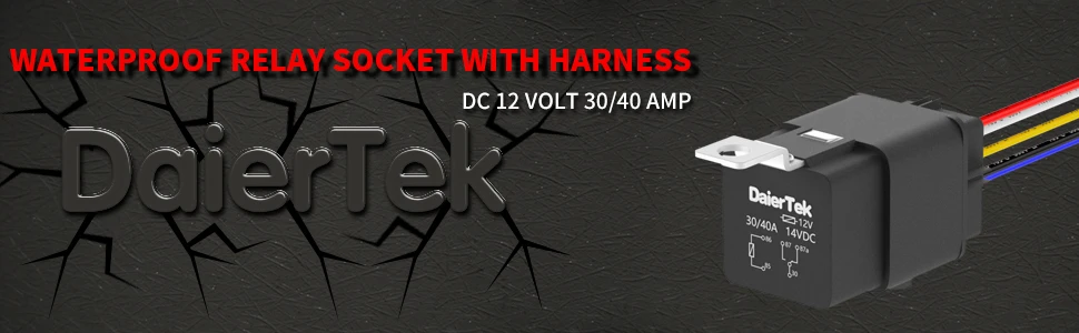 DaierTek 12V Waterproof Relay Kit with Harness - 40 AMP SPDT, Ideal for ...