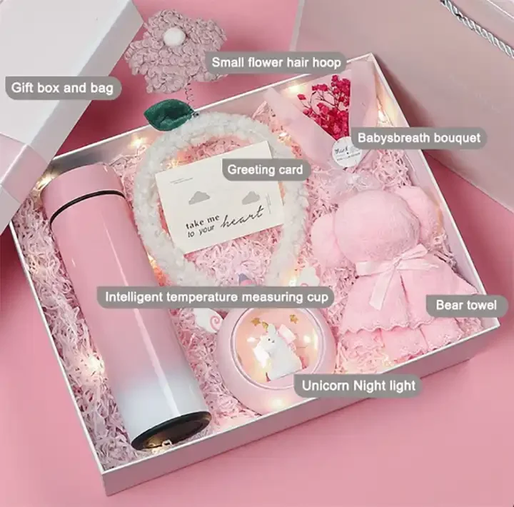 Pink Gift Set Intelligent Water Cup Vaccum Flask/Ceramic Tea Coffee Mug ...
