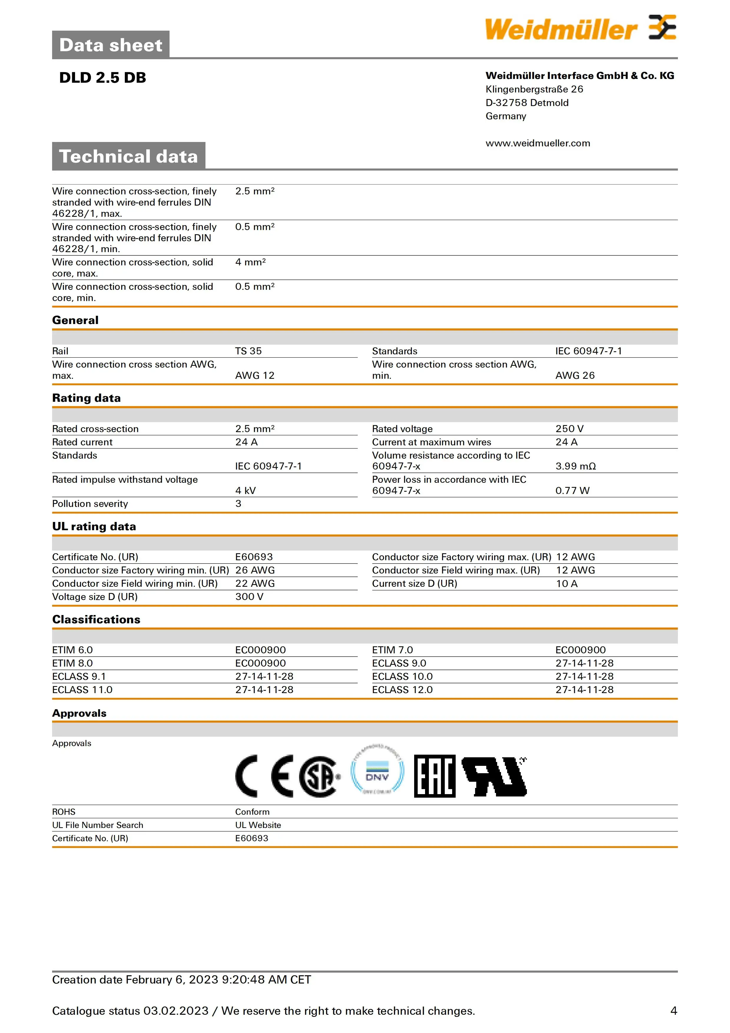 Weidmuller DLD 2.5 DB Terminal Block - Reliable Connectivity