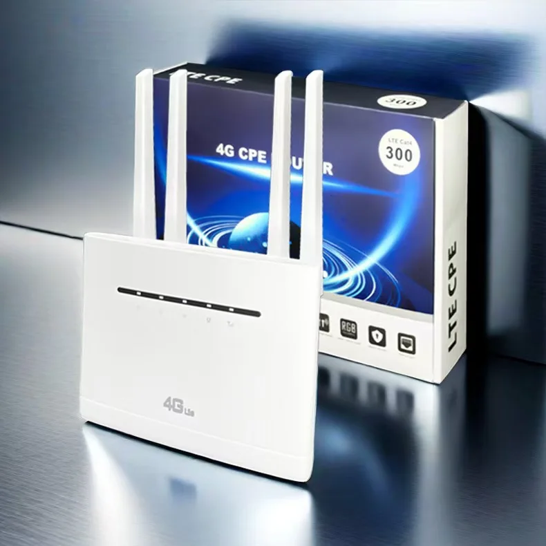 Asia Jue Hong 4G CPE Wifi Router 4 Antenna 300Mbps 4g Lte with Sim Card Slot Support Wi-Fi ...