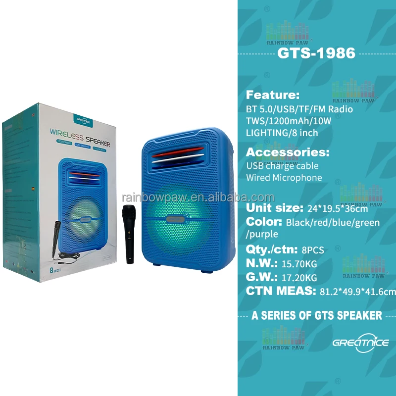 Kts Speaker GTS-1986 - Portable 8 Inch Bluetooth Music Player