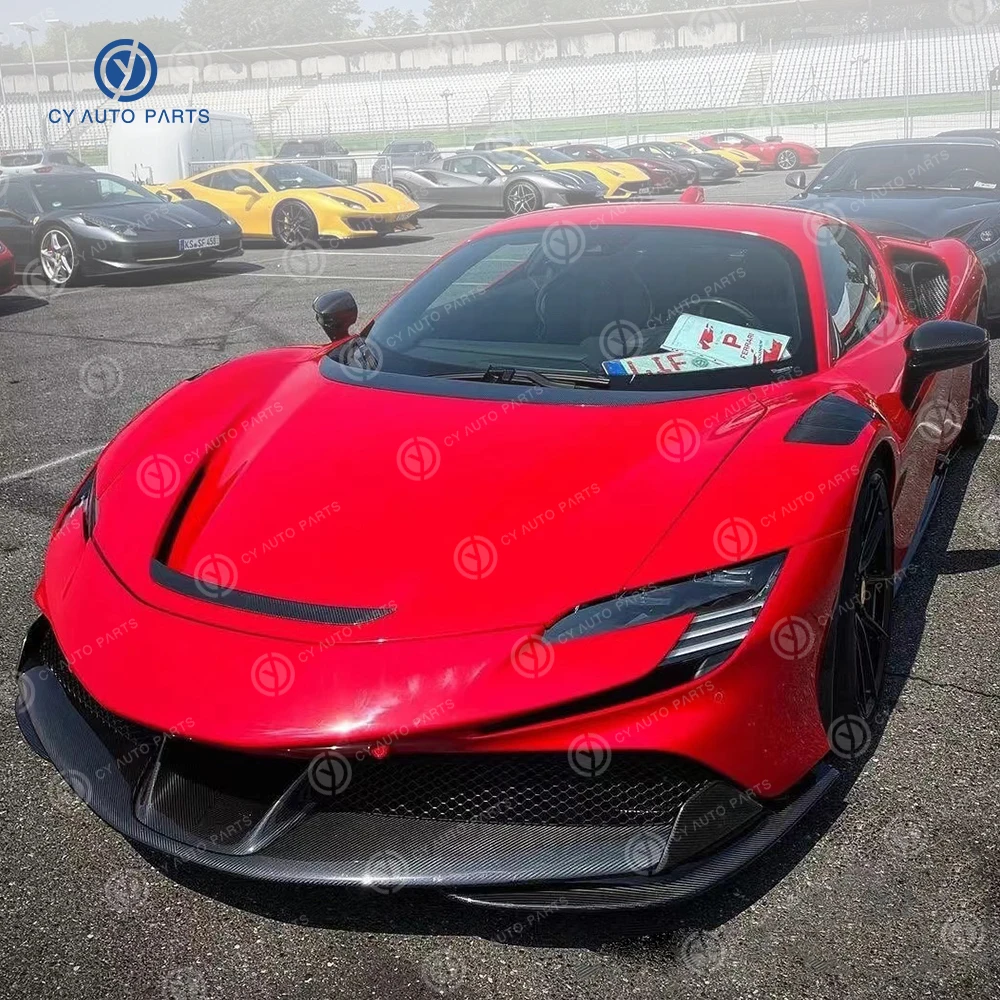 For Ferrari Sf90 Oem Style Dry Carbon Fiber Front Bumper Lip Splitter ...