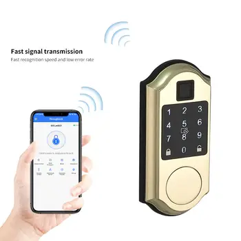 Tuya Smart Tt Lock American Standard Gold Color Built In Fingerprint ...