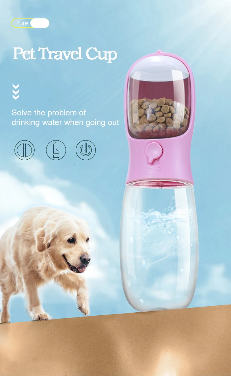 Portable Water Bottle Travel Pet Drinker Leakproof Dog Bowl