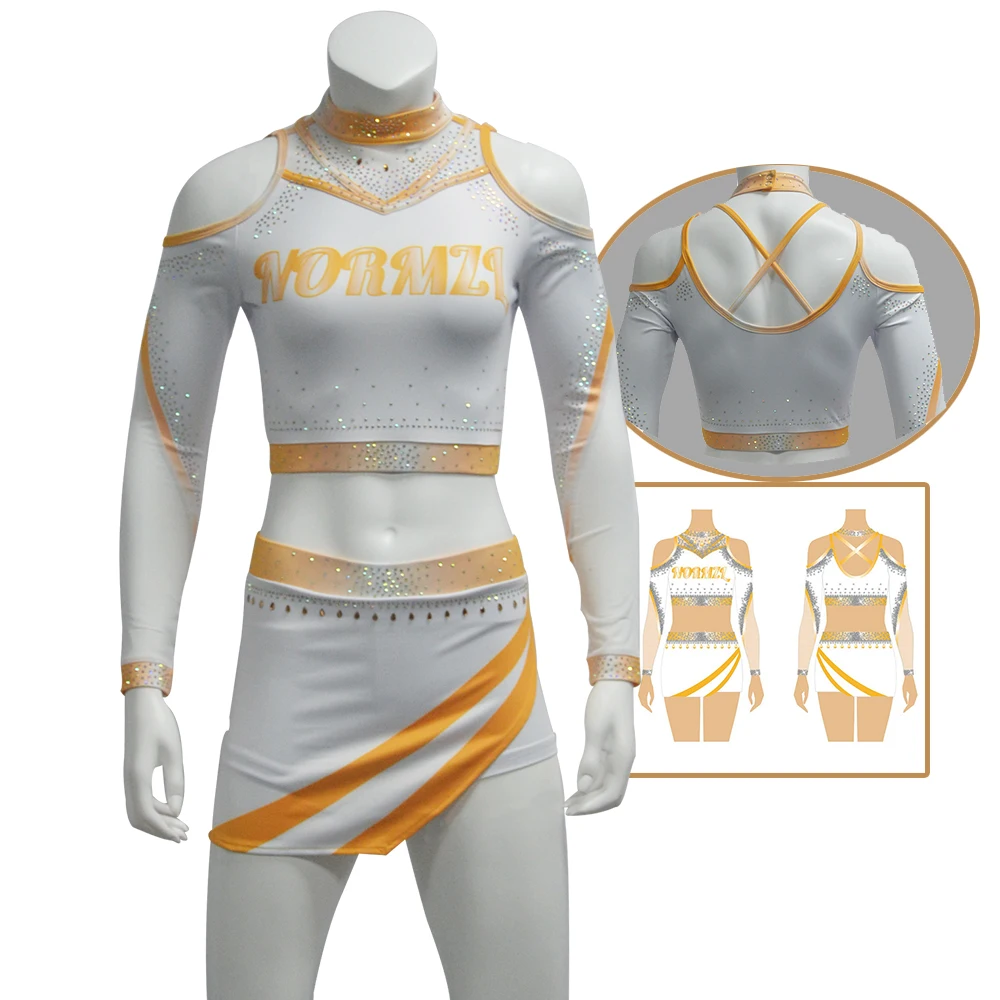 Wholesale Yellow Cheerleading Uniform Cheer Costume Customs School ...