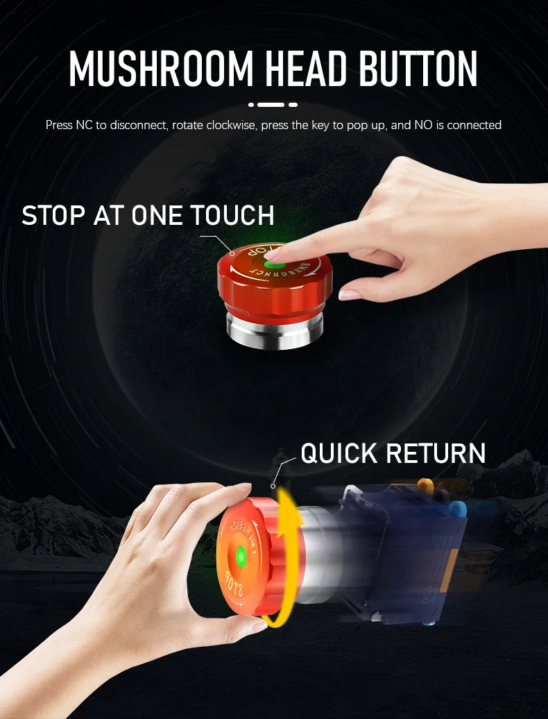 Lanboo Metal Emergency Stop Push Button Switch 24v/220v With Led - Oem