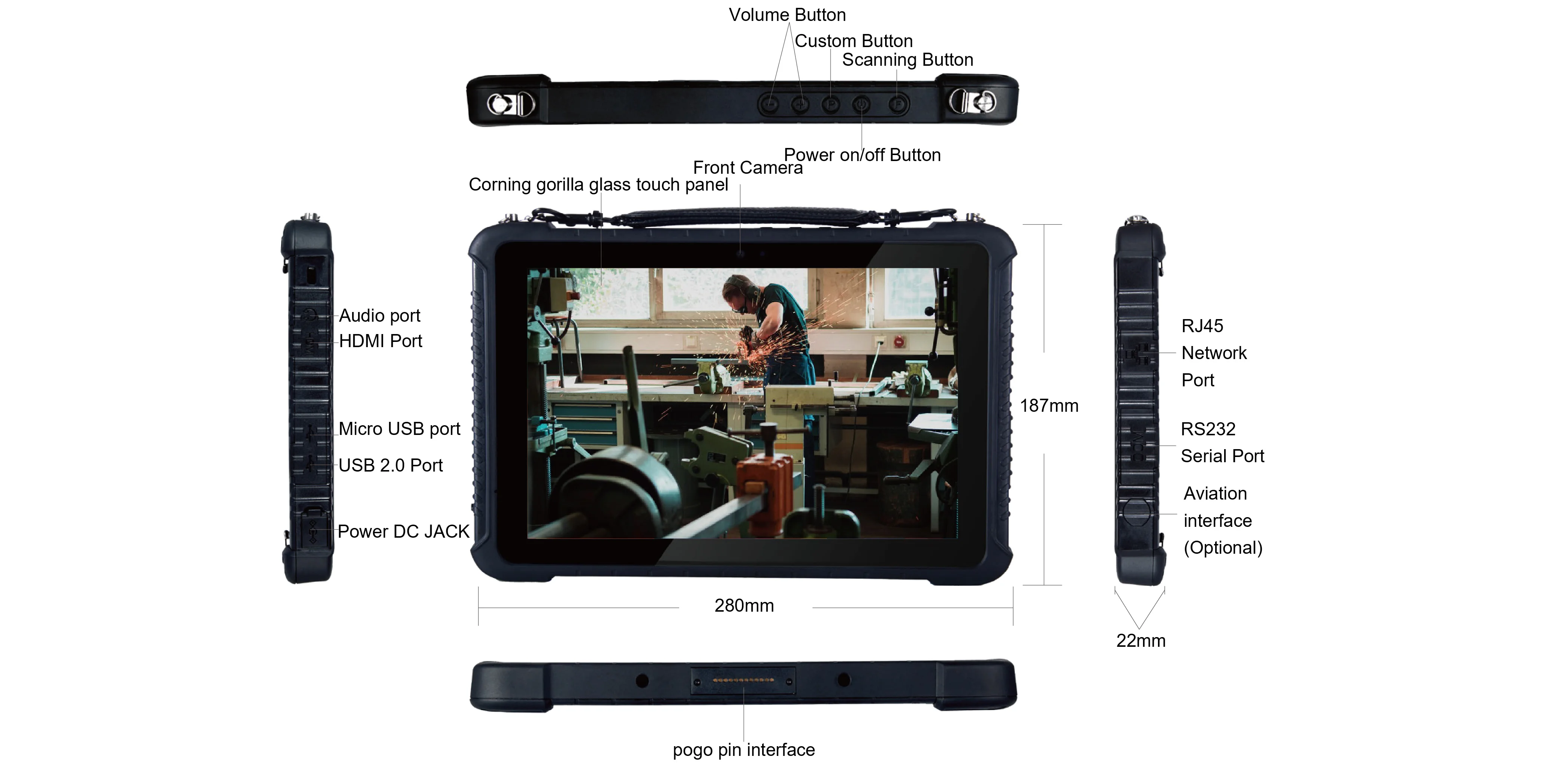 Uhf Rfid Reader Rs232 Windows 10 Rugged Tablet Pc 10.1 Inch Embedded ...