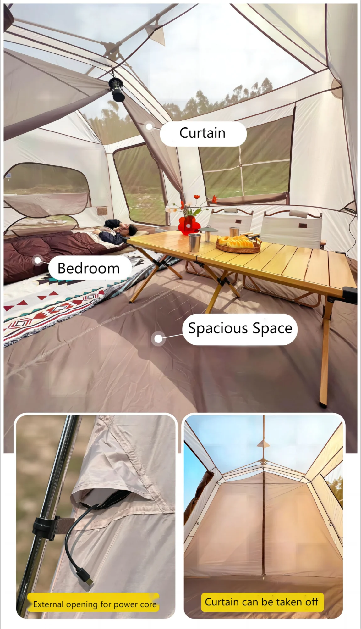 Gofun Outdoor Camping Two Bedroom Family Tent Automatic Tent,Camping ...