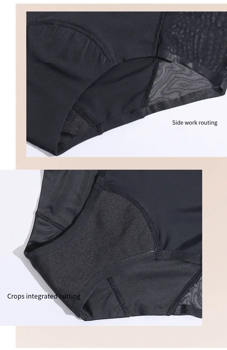 4 Layer Cotton Black Large Lace Washable Postpartum Leakproof Period Panties Flower Ruffles ...