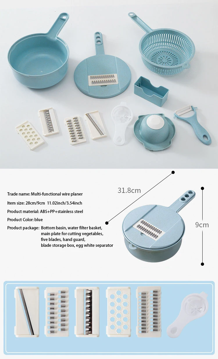8 In 1 Multi-function Wheat Straw Vegetable Cutter Multifunction ...