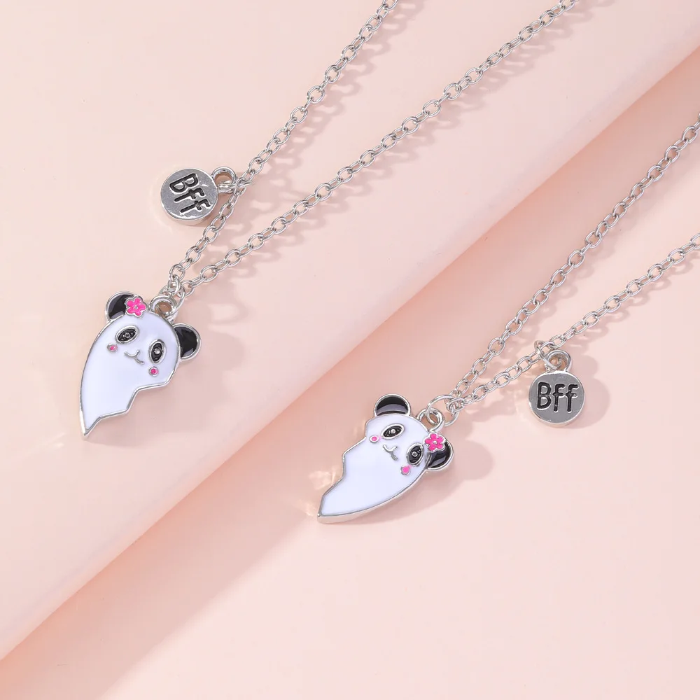 AA016277 Magnet Cute Panda Pendant Necklace Chain Jewelry Best Friend Necklaces Jewelry Bff Necklaces
