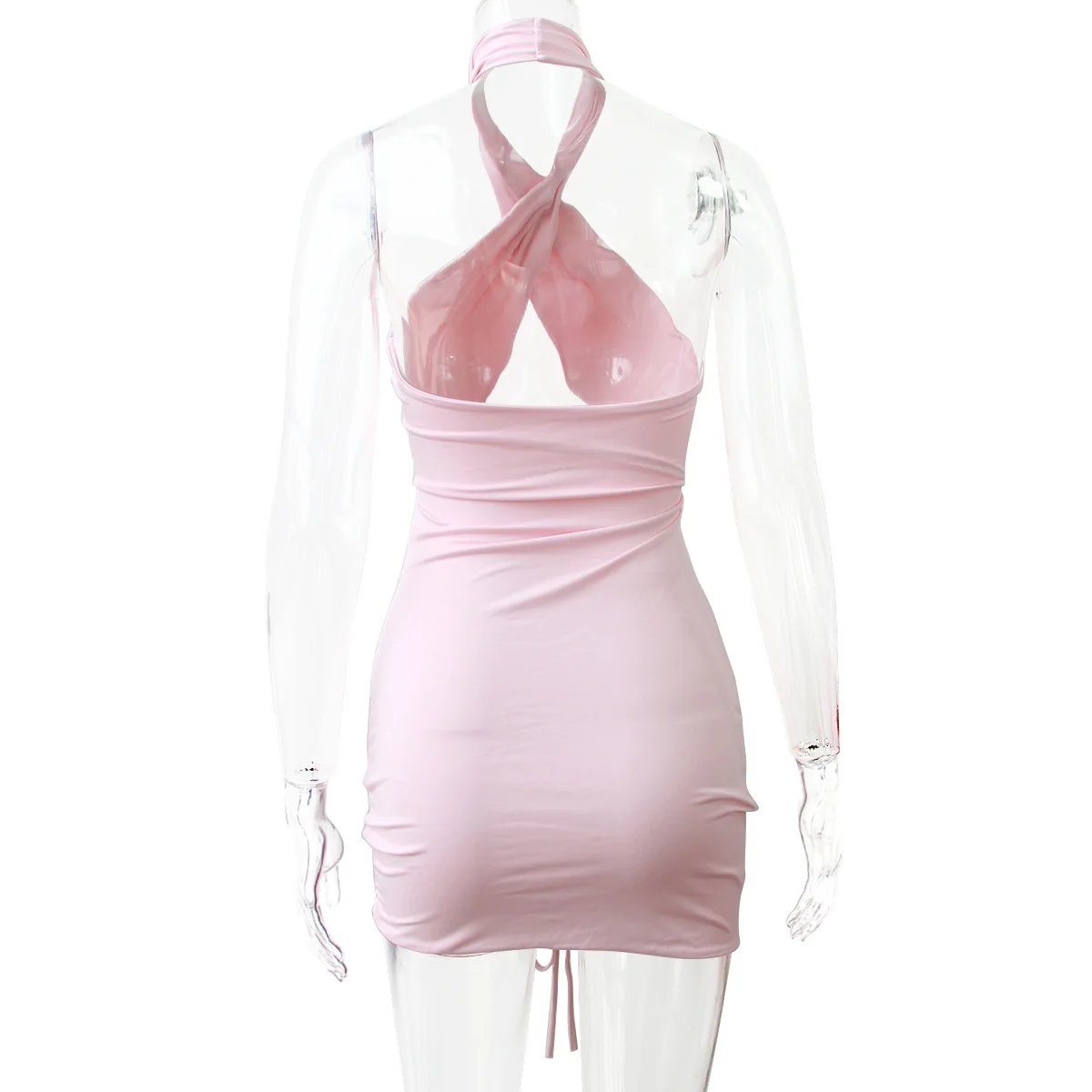 Trendy Design Cross Ruched Hollow Out Backless Sexy Mini Night Club ...