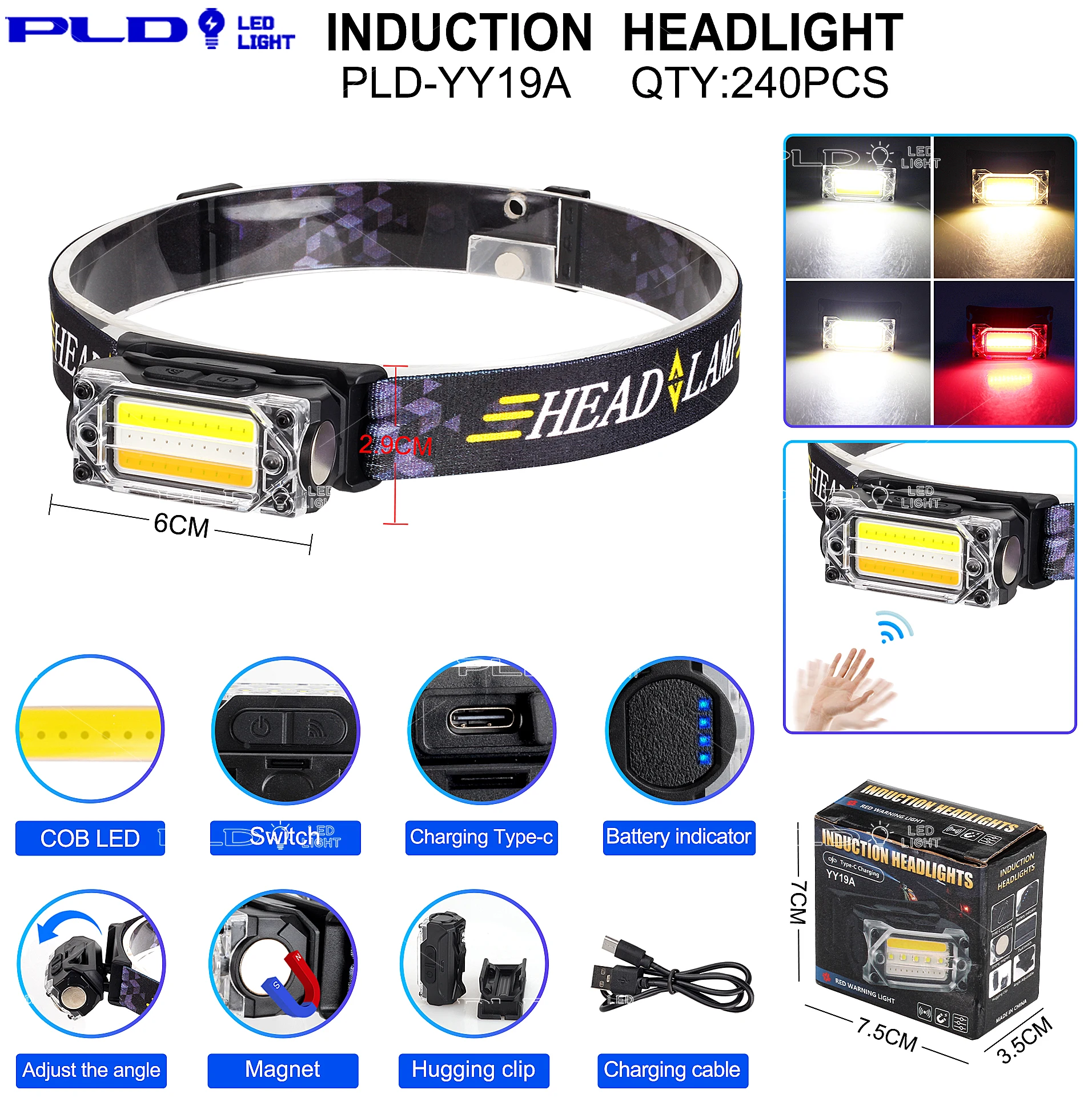 Waterproof Rechargeable Sensor Headlamp With Long Lighting And Power ...