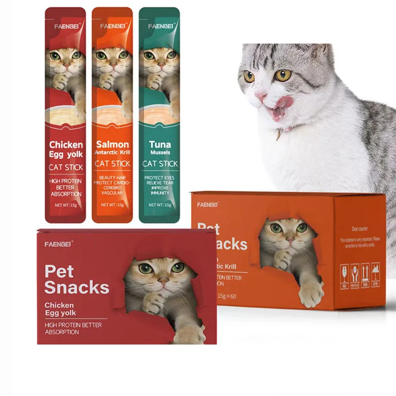 Pet Food 15g Cat Snacks Stick Tuna Chicken Salmon Treats