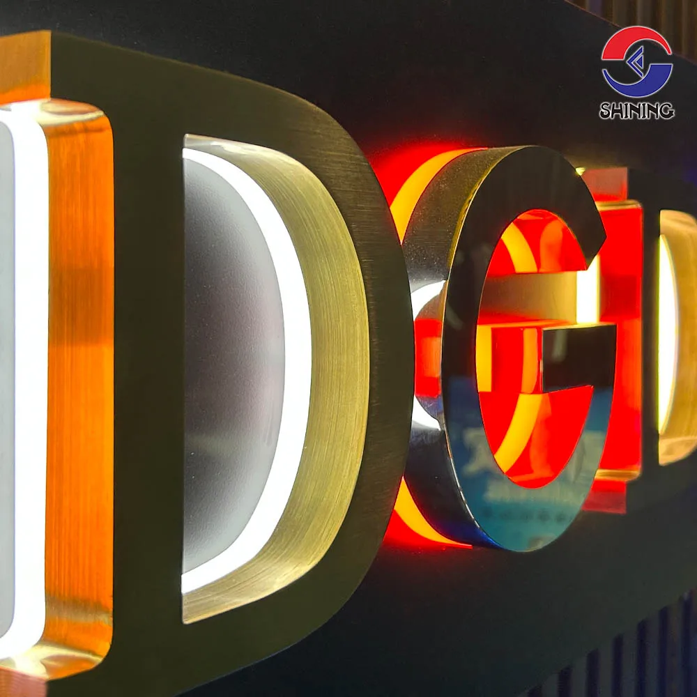 Shining Sign 3D Logo Custom Stainless Steel Backlit Letters ...
