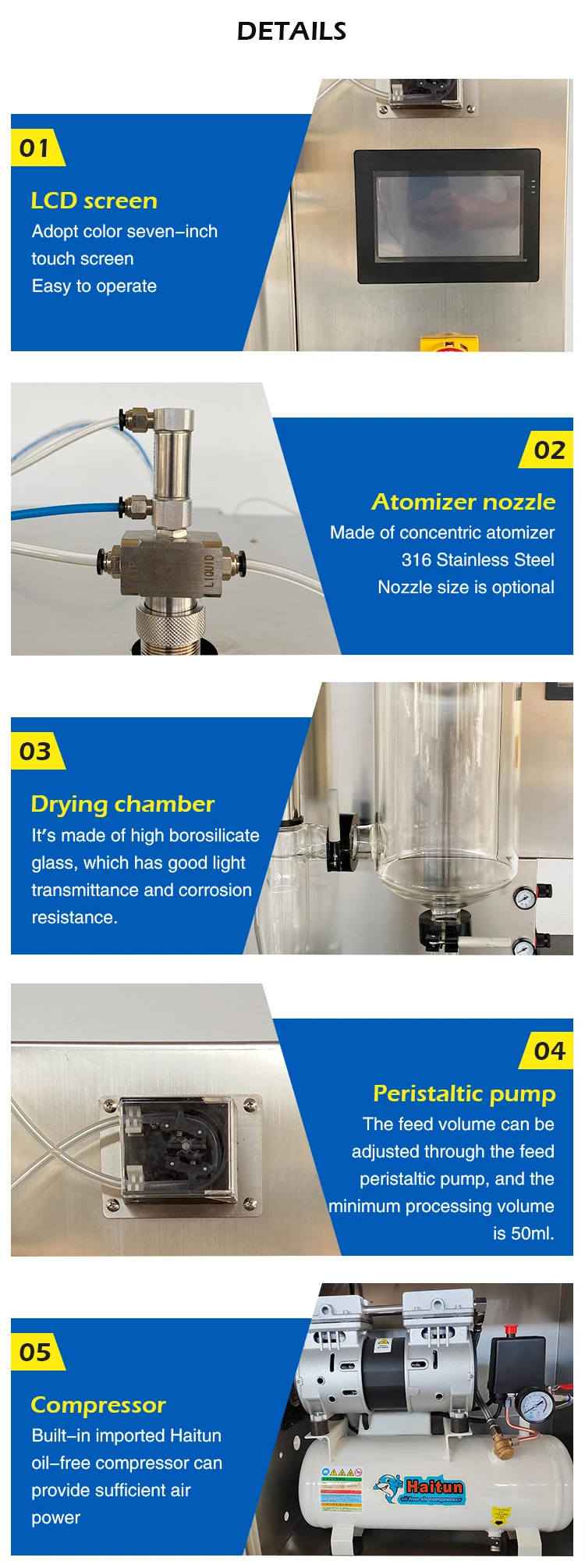 Lab Scale Mini Dryer Spray Equipment for Protein Whey Detergent Powder