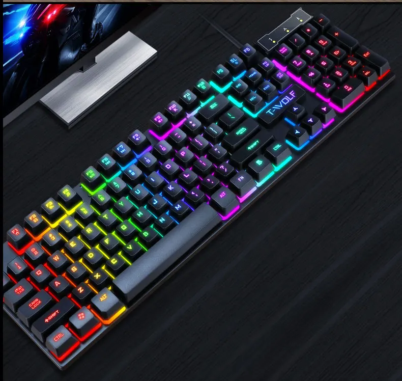 USB Wired Mechanical Gaming Keyboard - 104 Keys LED Backlit Rainbow ...