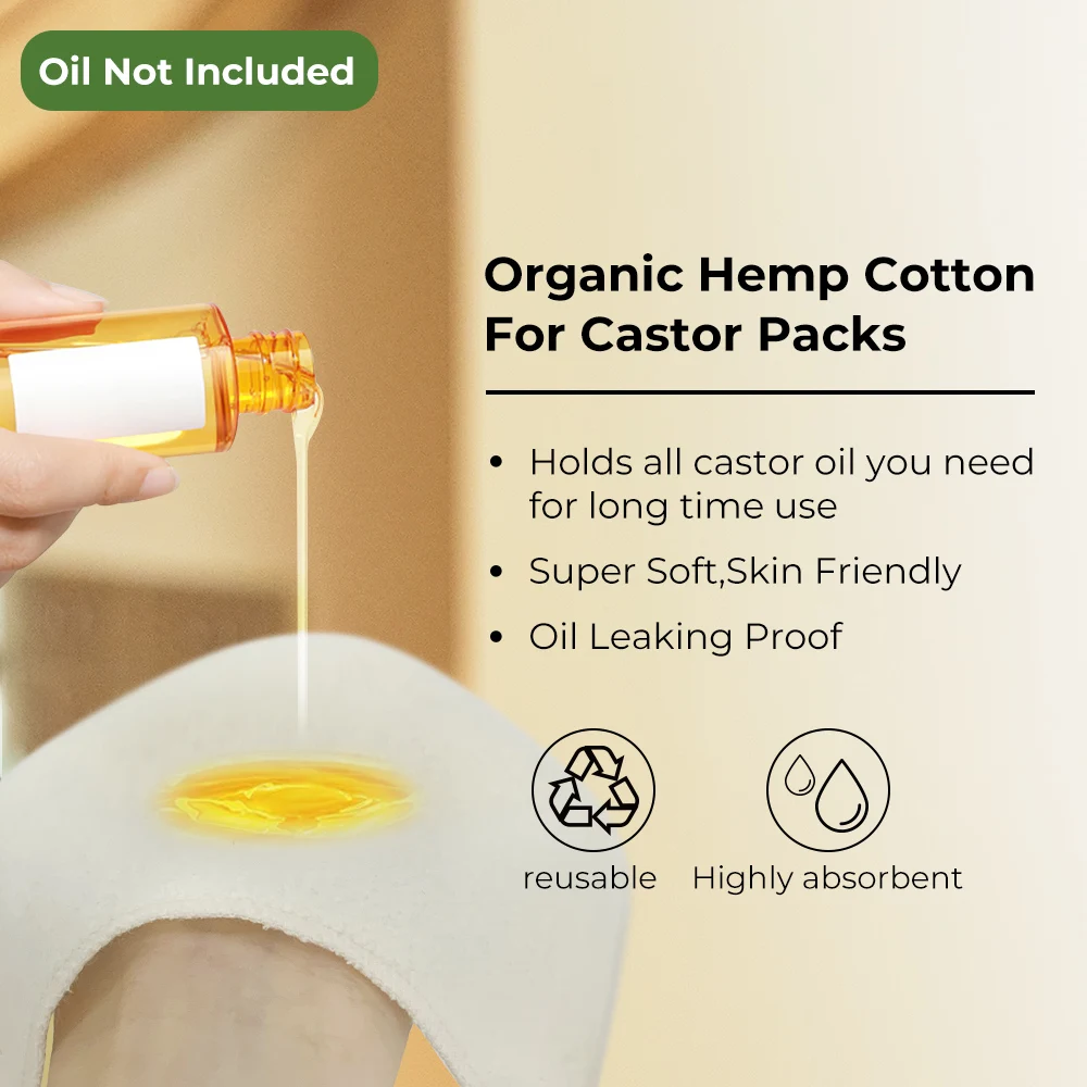Organic Hemp Cotton Cloth Castor Oil Pack Compress Pad Tpu Oil Leaking ...