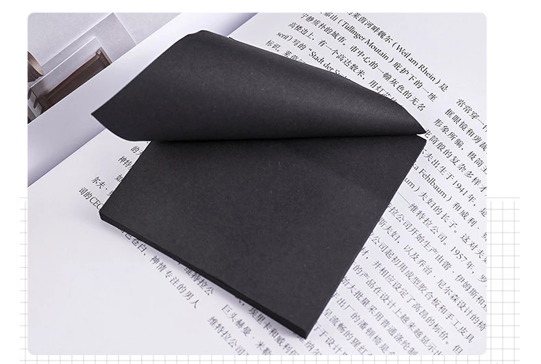Classic Black Sticky Notes Office School Self-adhesive Notepad Memo Pad ...