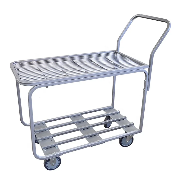 Heavy Duty 4 Wheels Warehouse Metal Rolling Picking Trolley Stocking ...
