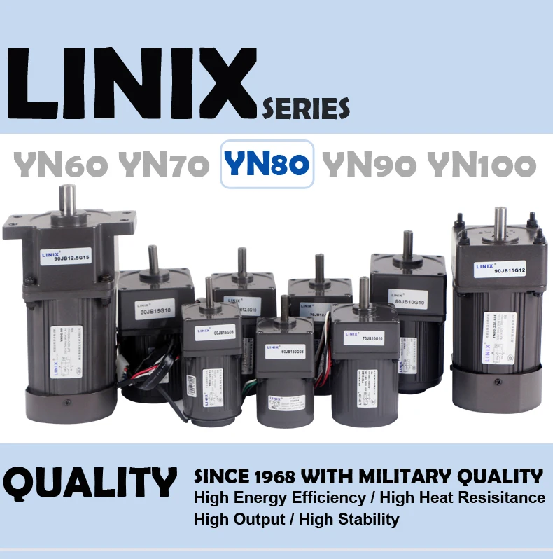 LINIX 80mm AC Gear Motor - High Efficiency 25W Motor