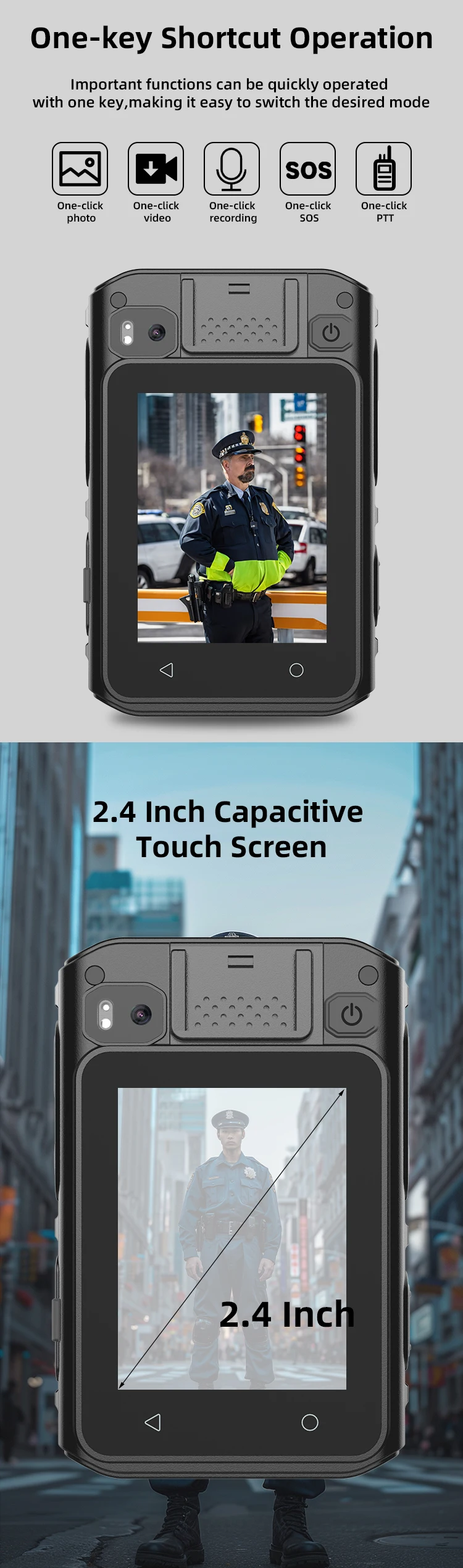 Portable 4G Body Worn Camera HD 1080P 40MP 2.4'' IR Night Vision ...