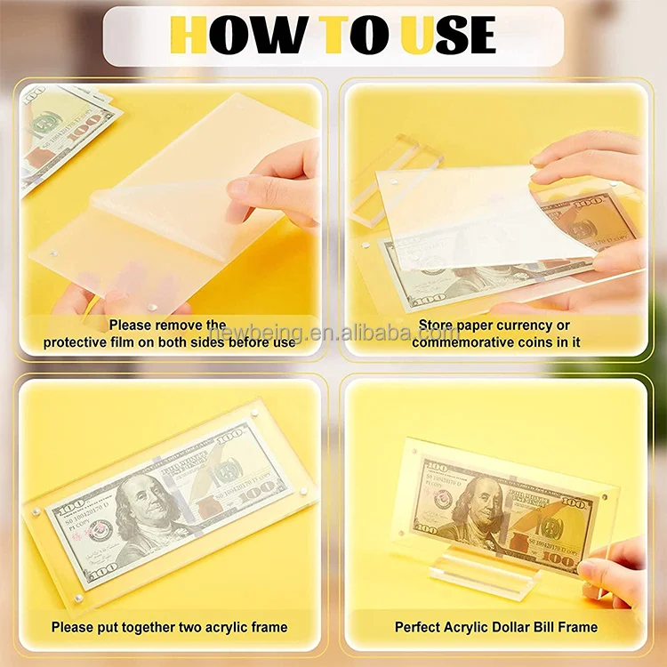 Acrylic Display Dollar Bill Display Case Dollar Holder - Buy Lucite ...