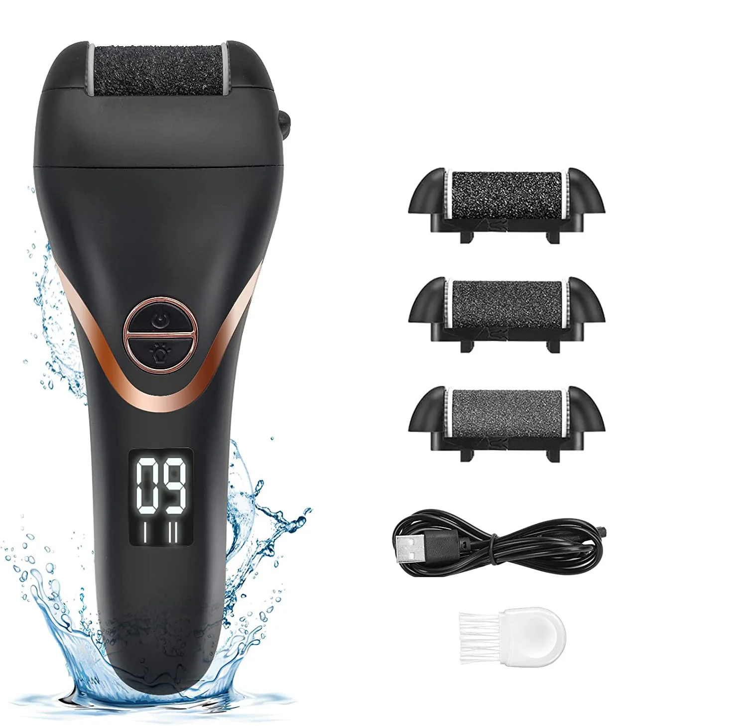 3 Roller Waterproof Professional Foot File Pedicure Kit Tool Electric ...