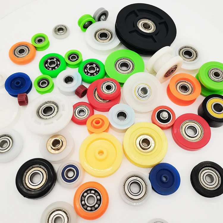 Nylon Round Plastic U V Groove Track Roller Bearing Pulleys Wheel 608ZZ ...