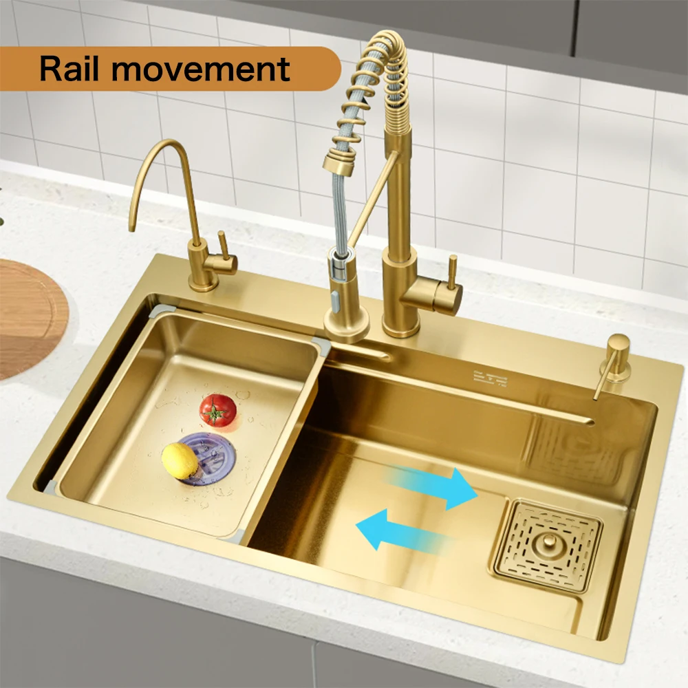 Kitchen Undermount Multifunction Gold Single Bowl Hot Sale Modle Gold ...