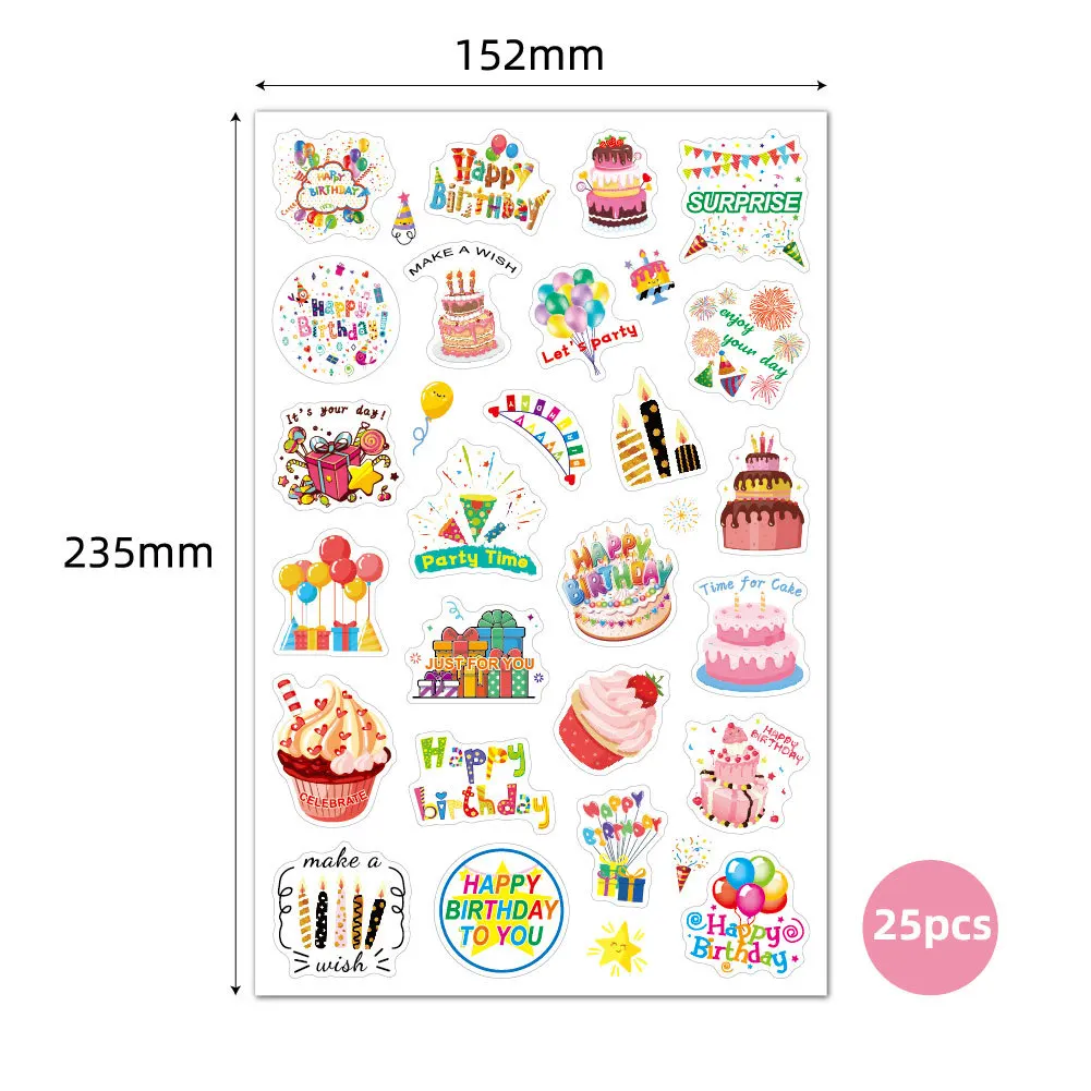 Custom Birthday Decorative Pink Sticker Personalized Cute Sticker ...