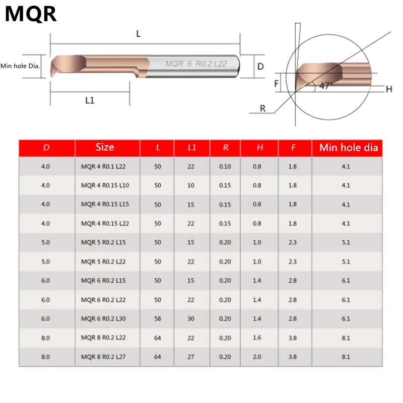 CNC Mini Internal Grooving Boring Tool Cutter MQR MNR