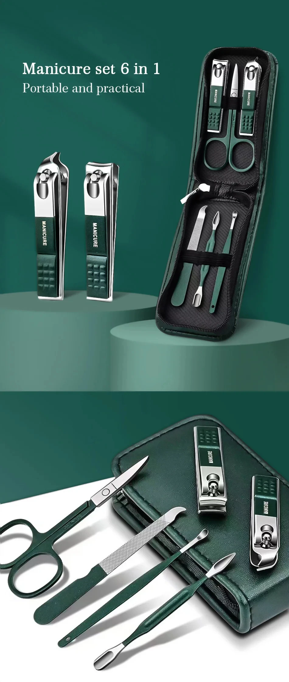 6 Pcs Portable Luxury Manicure Sets - Personal Care Tools