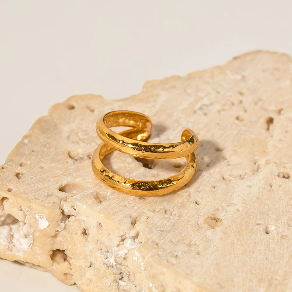 Stainless Steel 18K Gold Plate Cuff Earrings for Women